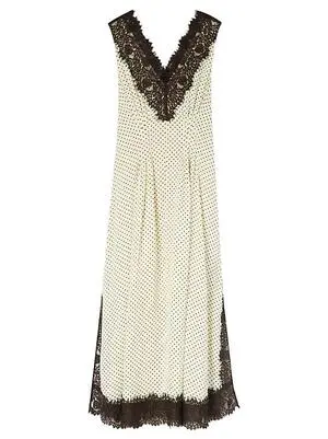 Whistles Polka-dot Lace-trim Woven Maxi Dress - Yellow