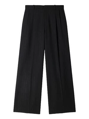 Sandro Pinstriped Wide-leg Woven Trousers - Black