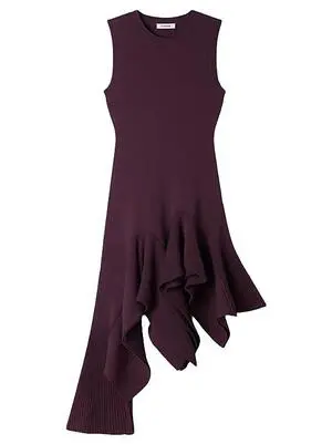 Sandro Asymmetrical Knit Mini Dress - Brown