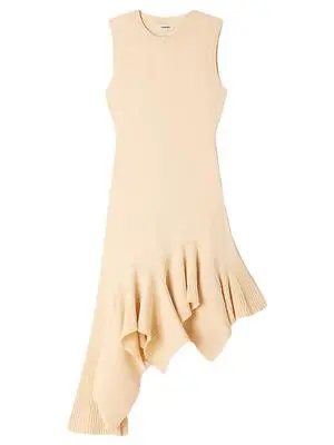 Sandro Asymmetrical Knit Mini Dress - Vanilla
