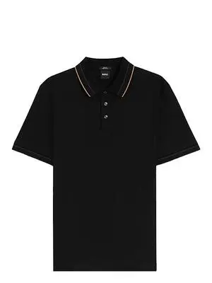 BOSS Short-sleeved Slim-fit Cotton Polo Shirt - Black