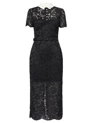 SELF-PORTRAIT Lace Midi Dress - Black