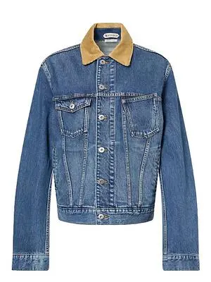 JW Anderson Corduroy Collar Cotton Denim Jacket - Mid Blue