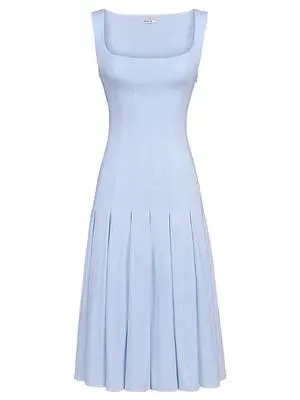 House Of Cb Soretta Square-neck Stretch-cotton Midi Dress - Blue
