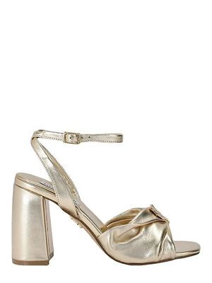 Steve Madden Montage Faux-leather Heeled Sandals With Metallic Finish - Gold