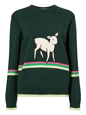 JW Anderson Sheep Intarsia Cotton Knit Jumper - Dark Fir