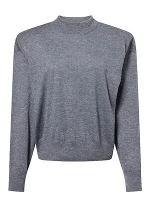 THE FRANKIE SHOP Padded Shoulder Wool-blend Jumper - Dark Grey