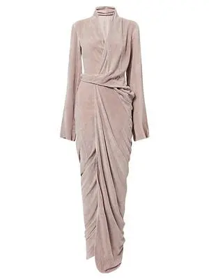Rick Owens Wrap-over Draped Velvet Gown - Rose