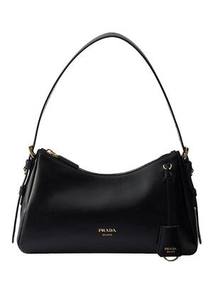 Prada Medium Leather Shoulder Bag - Black