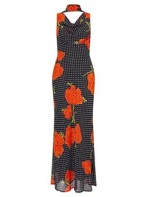 NEVER FULLY DRESSED Sophie Floral-print Woven Maxi Dress - Black