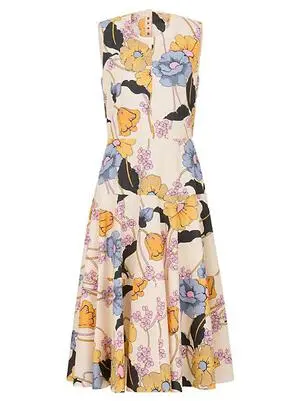 Marni Printed Cotton Poplin Midi Dress - Mfw08