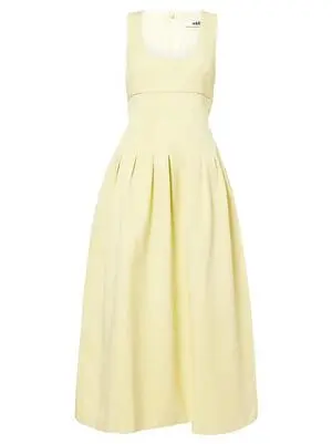 Oddmuse Cinched Cotton-blend Midi Dress - Lemon