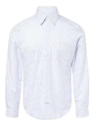 Dunhill Striped Pointed-collar Textured-cotton Shirt Xxl - Blue