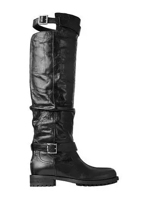 JIMMY CHOO Biker High Leather Boots - Black