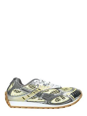 Bottega Veneta Orbit Metallic Woven Trainers - Grey/light