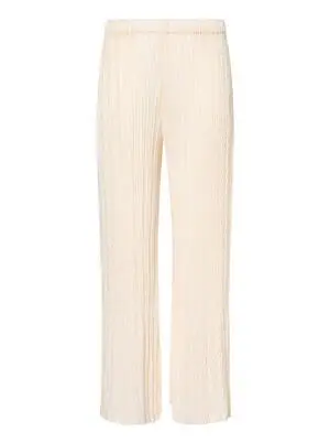 Issey Miyake Unfurling Pleats Cropped Knitted Trousers - Neutral