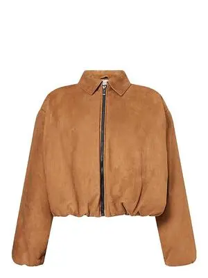 Magda Butrym Cropped Suede Jacket With Elasticated Hem - Brown