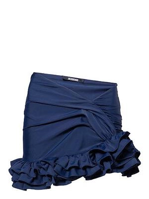 Jacquemus La Playa Ruffled Jersey Mini Skirt - Navy