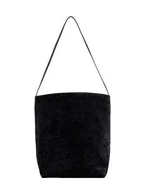 VALESQUE Crushed Velvet Bucket Bag - Black