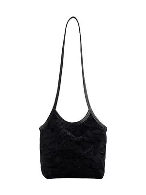 VALESQUE Crushed Velvet Shoulder Bag - Black