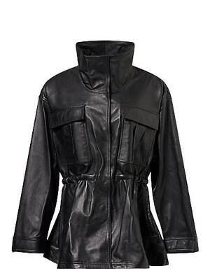 ROHE FRAMES Funnel-neck Sculptural Leather Jacket - Black