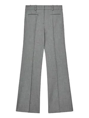 REISS Rosaria Pintuck-detail Flared-leg Stretch-twill Trousers - Grey