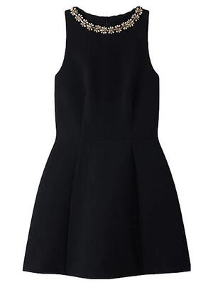 Sandro Sleeveless Jewel-embellished Woven Mini Dress - Black