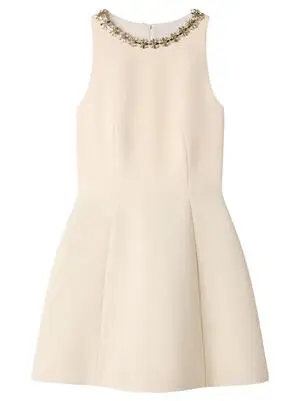 Sandro Sleeveless Jewel-embellished Woven Mini Dress - Vanilla