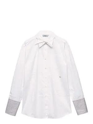 Prada Embroidered Logo Cotton Poplin Shirt - White