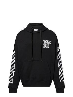 Off-White Motion-arrow Logo-print Cotton Hoody - Black