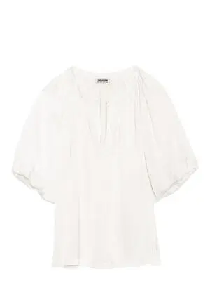 Zadig&Voltaire Round-neck Puff-sleeve Satin Blouse - Judo
