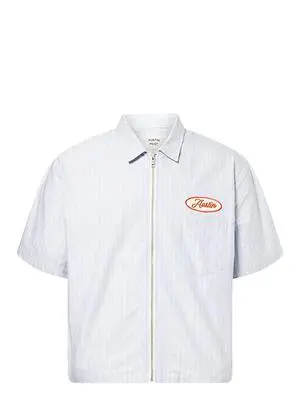 AUSTIN POST Gas Station Striped Cotton Shirt - Blue
