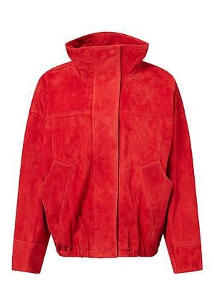 ROHE FRAMES Stand-collar Suede Jacket - Red