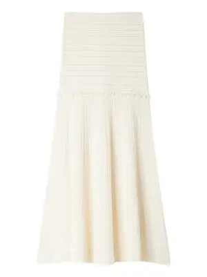 Sandro Pointelle Knit Maxi Skirt - Ecru