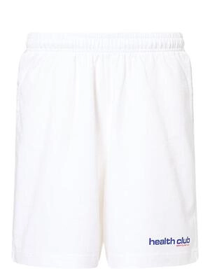 SPORTY & RICH Health Club Logo Cotton Shorts - White
