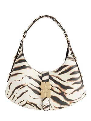 GANNI Kat Zebra Faux-leather Shoulder Bag - Egret