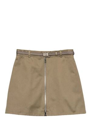 Prada Belted Cotton Mini Skirt - Grey