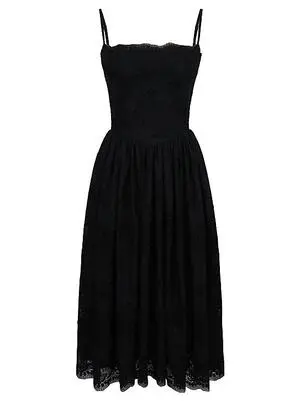 House Of Cb Chloe Broderie-anglaise Cotton-blend Midi Sundress - Black