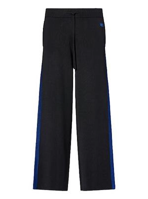 WALES BONNER Crochet-stripe Knitted Track Pants L Navy
