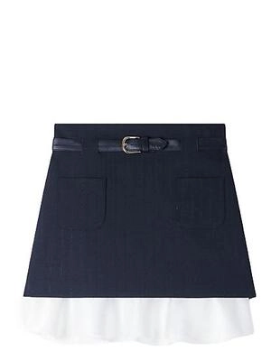 Sandro Belted Ruffled-hem Mini Skirt - Black