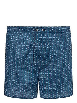 Derek Rose Dr Monogram Cotton Boxer Shorts - Navy