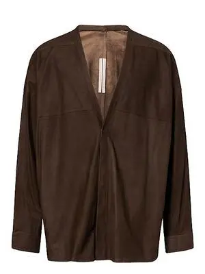 Rick Owens Relaxed Larry Leather Shirt - Grease