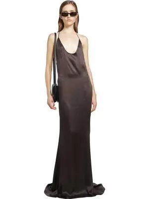 TOM FORD Tom Ford Silk Satin Halterneck Evening Gown Brown