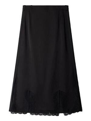 Sandro Split-hem Lace-trim Midi Skirt - Black