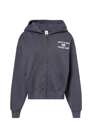 SPORTY & RICH Cotton-fleece Zip-up Hoody - Carbon