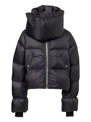 Rick Owens Boxy Funnel Neck Puffer Jacket - Black
