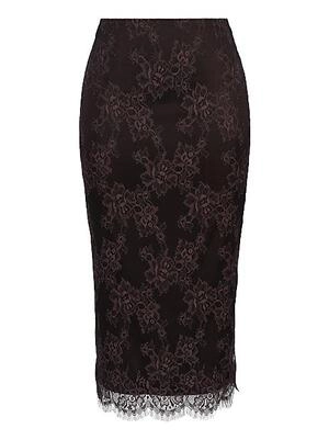 House Of Cb Lace-embroidered Midi Skirt - Chocolate