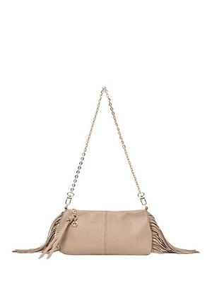 Maje Leather Pouch Bag With Tassel Embellishments - Mole