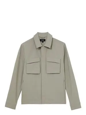REISS Divide Patch-pocket Button-up Stretch-woven Overshirt - Stone
