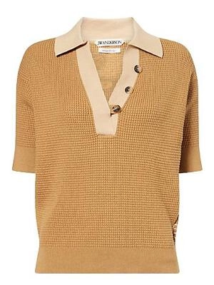 JW Anderson Short Sleeve Knit Polo Top - Butterscotch